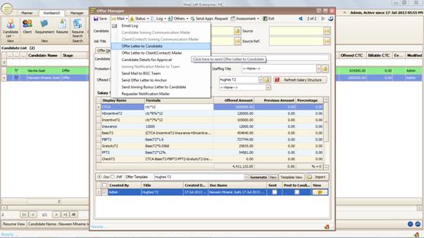SendingOffer Letter to Candidate: